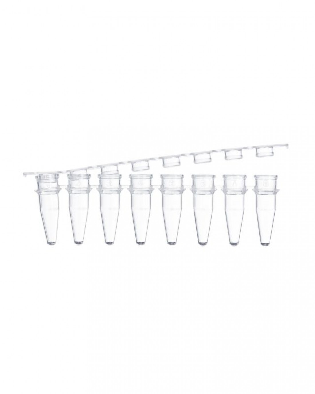 Sterile 8-Strip PCR Tubes, 0.2mL (125pcs, Connected-cap, Clear)